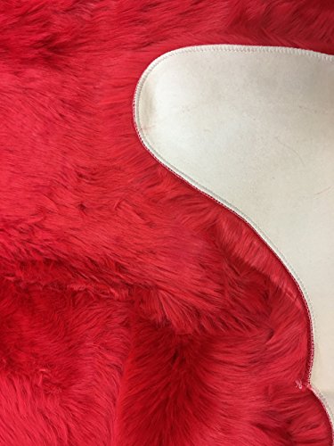 Deluxe Soft Faux Sheepskin Chair Cover Seat Pad Shaggy Area Rugs for Bedroom Sofa Floor (5ft x 7ft, Red)