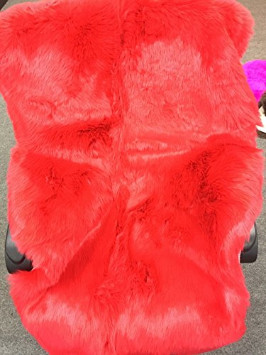 Deluxe Soft Faux Sheepskin Chair Cover Seat Pad Shaggy Area Rugs for Bedroom Sofa Floor (5ft x 7ft, Red)