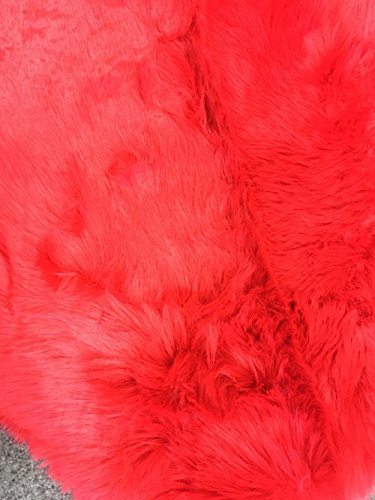 Deluxe Soft Faux Sheepskin Chair Cover Seat Pad Shaggy Area Rugs for Bedroom Sofa Floor (5ft x 7ft, Red)