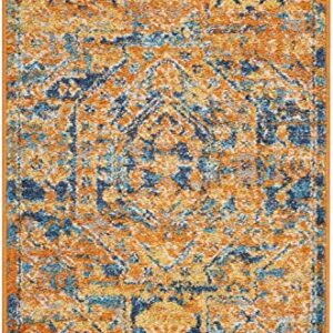 Nourison Passion Persian Teal/Sun 1'10" x 2'10" Area -Rug, Easy -Cleaning, Non Shedding, Bed Room, Living Room, Dining Room, Kitchen (2x3)