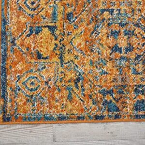 Nourison Passion Persian Teal/Sun 1'10" x 2'10" Area -Rug, Easy -Cleaning, Non Shedding, Bed Room, Living Room, Dining Room, Kitchen (2x3)