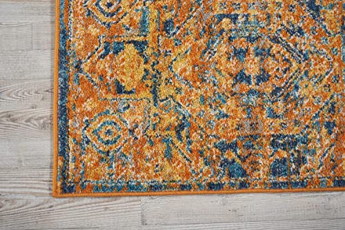 Nourison Passion Persian Teal/Sun 1'10" x 2'10" Area -Rug, Easy -Cleaning, Non Shedding, Bed Room, Living Room, Dining Room, Kitchen (2x3)