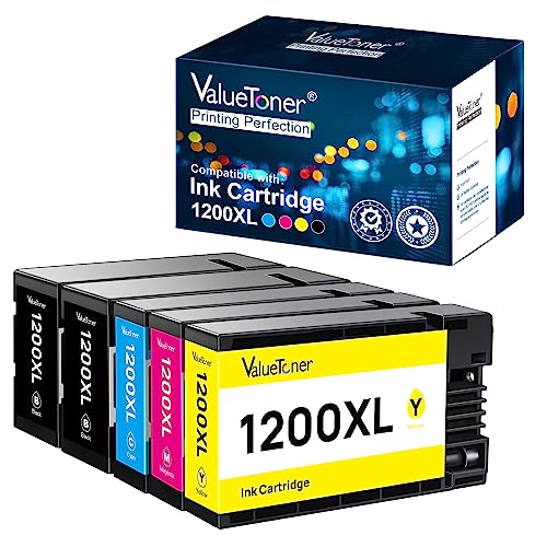 Valuetoner Compatible Ink Cartridge Replacement for Canon PGI-1200XL PGI-1200 XL 1200XL Maxify MB2320 MB2020 MB2350 MB2050 MB2120 MB2720 Inkjet Printer (2 Black, 1 Cyan, 1 Magenta, 1 Yellow, 5 Pack)