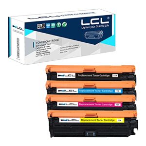 lcl remanufactured toner cartridge replacement for hp 650a ce270a ce271a ce272a ce273a cp5525 cp5525dn cp5525n cp5525xh m750dn m750n m750xh (4-pack black cyan yellow magenta)