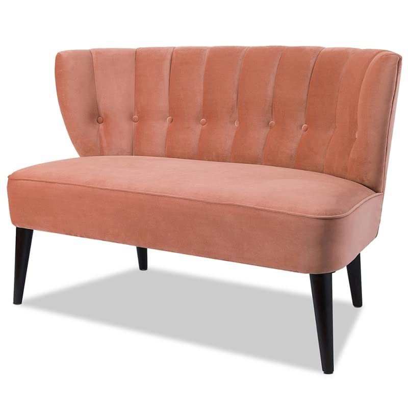 Jennifer Taylor Home Becca Channel and Button Tufted Settee, Orange