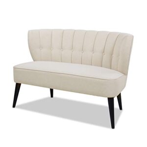 jennifer taylor home becca channeled tufted settee, sky neutral