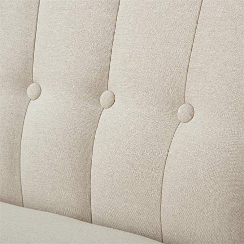 Jennifer Taylor Home Becca Channeled Tufted Settee, Sky Neutral