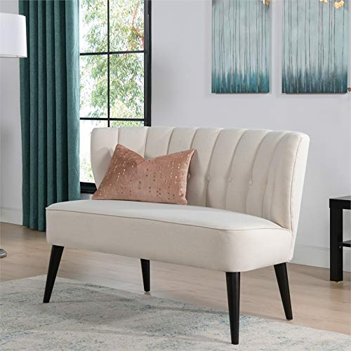 Jennifer Taylor Home Becca Channeled Tufted Settee, Sky Neutral