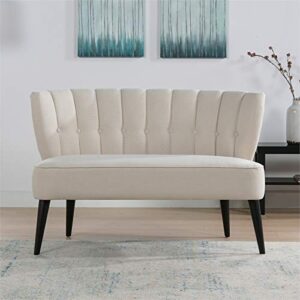 Jennifer Taylor Home Becca Channeled Tufted Settee, Sky Neutral