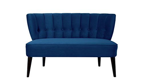 Jennifer Taylor Home Becca Channel and Button Tufted Settee, Navy Blue