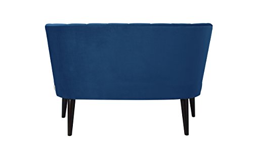 Jennifer Taylor Home Becca Channel and Button Tufted Settee, Navy Blue