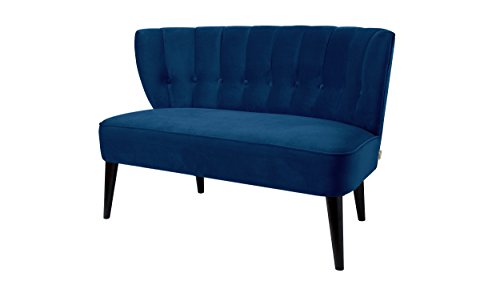 Jennifer Taylor Home Becca Channel and Button Tufted Settee, Navy Blue