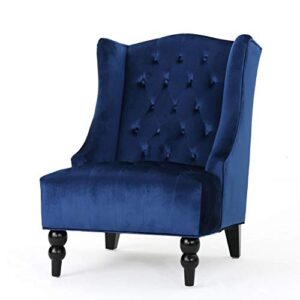 christopher knight home toddman high-back velvet club chair, navy blue