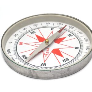 Plotting Compass, Glass Face, Aluminum Casing, 4" Diameter, Eisco Labs