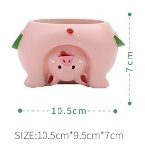 Youfui Cute Animal Flowerpot Animal Resin Succulent Planter Desk Mini Ornament (Pig)