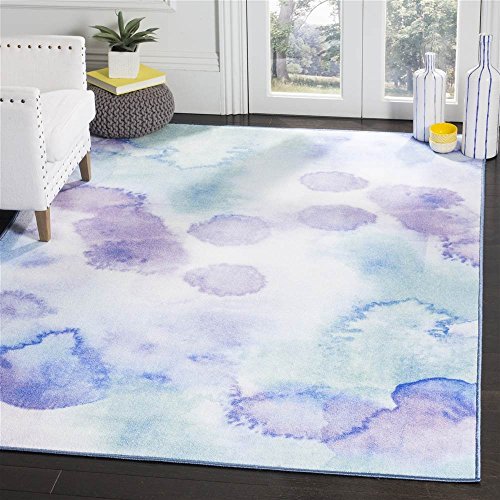 SAFAVIEH Paint Brush Collection Area Rug - 6'7" x 9', Blue & Lavender, Non-Shedding Machine Washable & Slip Resistant Ideal for High Traffic Areas in Living Room, Bedroom (PTB120C)