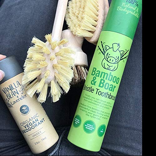 Gaia Guy Natural Bristle Bamboo Toothbrush (NO Nylon - Boar Hair ONLY) - Totally Compostable & Biodegradable Boar Bristle and Bamboo Toothbrushes - Zero Waste - 6-Pack