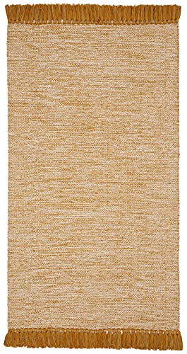 SAFAVIEH Montauk Collection Accent Rug - 3' x 5', Gold, Handmade Tassel Cotton, Ideal for High Traffic Areas in Entryway, Living Room, Bedroom (MTK610I)