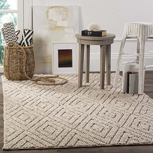 SAFAVIEH Natura Collection Area Rug - 9' x 12', Beige, Handmade Wool, Ideal for High Traffic Areas in Living Room, Bedroom (NAT623B)