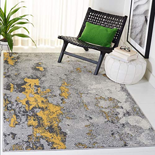 SAFAVIEH Adirondack Collection Accent Rug - 3' x 5', Grey & Yellow, Modern Abstract Design, Non-Shedding & Easy Care, Ideal for High Traffic Areas in Entryway, Living Room, Bedroom (ADR134H)