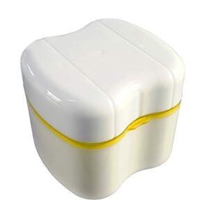 kdgtebo gus craft handy denture box storage for dental care, easy to open, store and retrieve. (golden lily)