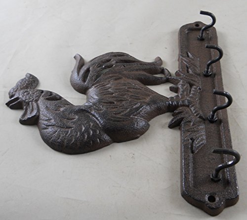 Cast Iron Crowing Rooster Key Rack