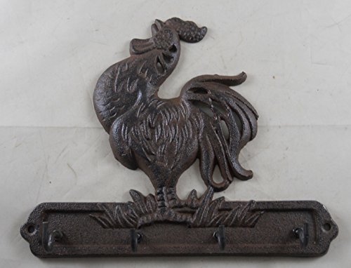 Cast Iron Crowing Rooster Key Rack