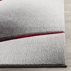 SAFAVIEH Hollywood Collection Area Rug - 8' x 10', Grey & Red, Mid-Century Modern Design, Non-Shedding & Easy Care, Ideal for High Traffic Areas in Living Room, Bedroom (HLW712K)