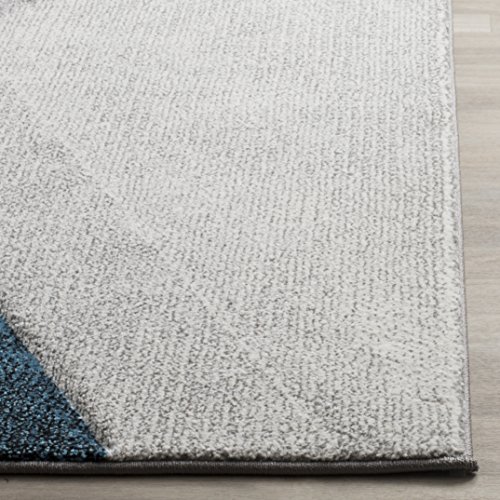 SAFAVIEH Hollywood Collection Area Rug - 5'3" x 7'6", Grey & Teal, Mid-Century Modern Design, Non-Shedding & Easy Care, Ideal for High Traffic Areas in Living Room, Bedroom (HLW710D)