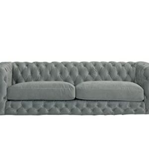 Iconic Home Modern Contemporary Tufted Velvet Down-Mix Cushons Acrylic Leg Sofa, Grey