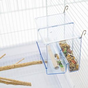 Birds LOVE Bird Feeder Seed Catcher Tray Hanging Cup Food Dish for Parrot Cage for Small Birds Lovebirds Cockatiels Canaries Sun Conures Blue