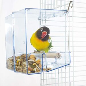 Birds LOVE Bird Feeder Seed Catcher Tray Hanging Cup Food Dish for Parrot Cage for Small Birds Lovebirds Cockatiels Canaries Sun Conures Blue