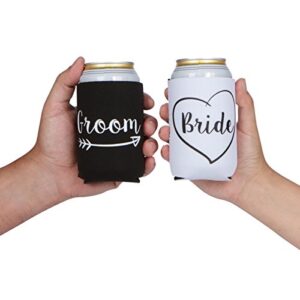 Cute Wedding Gifts - Bride and Groom Novelty Can Cooler Combo - Engagement Gift for Couples