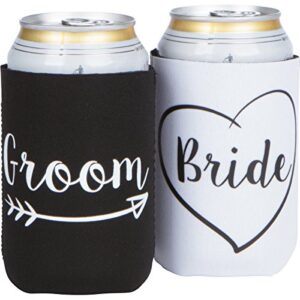 Cute Wedding Gifts - Bride and Groom Novelty Can Cooler Combo - Engagement Gift for Couples