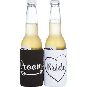 Cute Wedding Gifts - Bride and Groom Novelty Can Cooler Combo - Engagement Gift for Couples