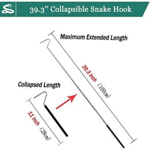 IC ICLOVER 52 Inch Snake Tong + 39.3 Inch Snake Hook, Upgrade Extra Long Professional Grabber & Collapsible Snake Hook, Best Tool Set for Moving Rattle Snake Corn Snake Kingsnakes Lizard Reptiles