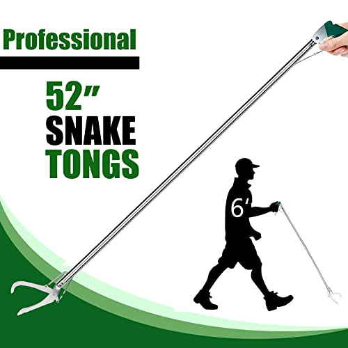 IC ICLOVER 52 Inch Snake Tong + 39.3 Inch Snake Hook, Upgrade Extra Long Professional Grabber & Collapsible Snake Hook, Best Tool Set for Moving Rattle Snake Corn Snake Kingsnakes Lizard Reptiles