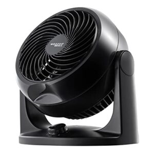 iris usa woozoo air circulator fan, vortex fan, desk fan, portable fan, 3 speed settings, 6 tilting head settings, 74ft max air distance, large, black