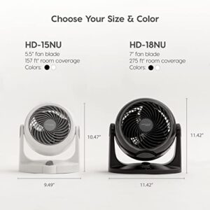 IRIS USA WOOZOO Air Circulator Fan, Vortex Fan, Desk Fan, Portable Fan, 3 Speed Settings, 6 Tilting Head Settings, 74ft Max Air Distance, Large, Black