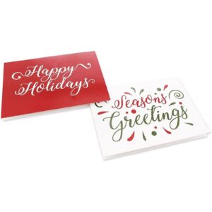 48 Pack of Christmas Winter Holiday Family Greeting Cards - Assorted Christmas Greetings Red Green Design - Boxed with 48 Count White Envelopes Included - 4.5 x 6.25 Inches