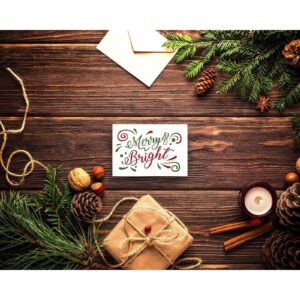 48 Pack of Christmas Winter Holiday Family Greeting Cards - Assorted Christmas Greetings Red Green Design - Boxed with 48 Count White Envelopes Included - 4.5 x 6.25 Inches