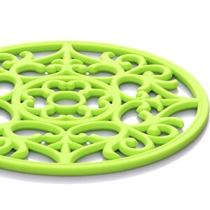 Silicone Trivet ME.FAN 3 Set Silicone Trivet Mat - Multi-Use Intricately Carved Insulated Flexible Durable Non Slip Coasters (Black)