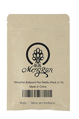 MengRan 3.2'' Ballpoint Pen Refills for Big Diamond/Crystal Pen, Refill for Rose Gold Diamond Pen,Black Ink (Pack of 10)