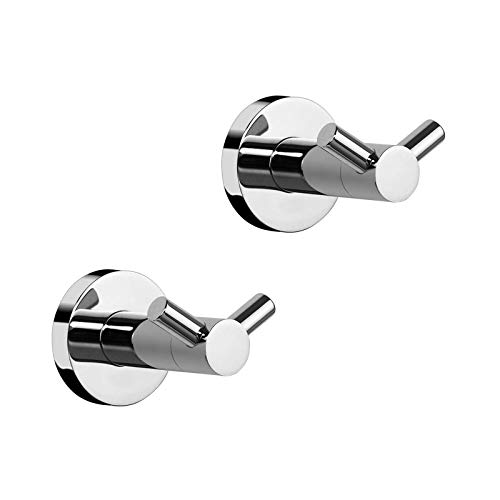 CRO DECOR 2 Pack Towel Hooks, Coat Clothes Hook SUS304 Stainless Steel Robe Hanger Heavy Duty Wall Hooks for Bathroom Kitchen Chrome Polished