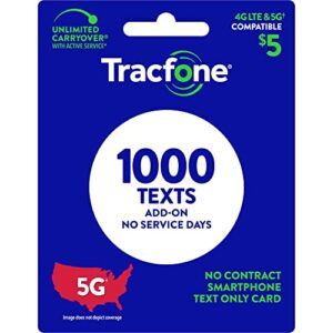 tracfone $5 text add–on card 1000 txt [physical delivery]