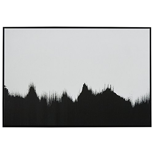 Amazon Brand – Rivet Abstract Black and White Wall Art Print of Tree Line in Black Frame, 45" x 30"