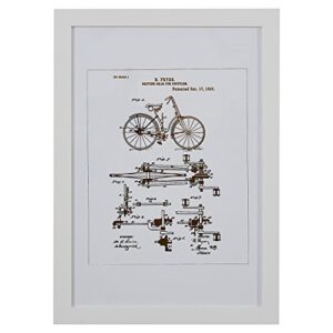 amazon brand – rivet black and white vintage bike print in white frame, 15" x 21"