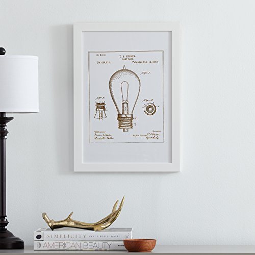 Amazon Brand – Rivet Black and White Print of 1891 Bulb in White Frame, 15" x 21"