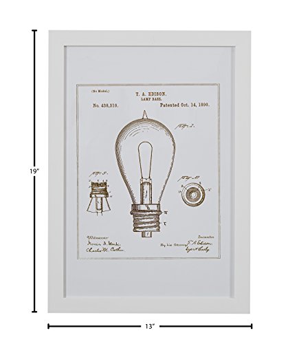 Amazon Brand – Rivet Black and White Print of 1891 Bulb in White Frame, 15" x 21"