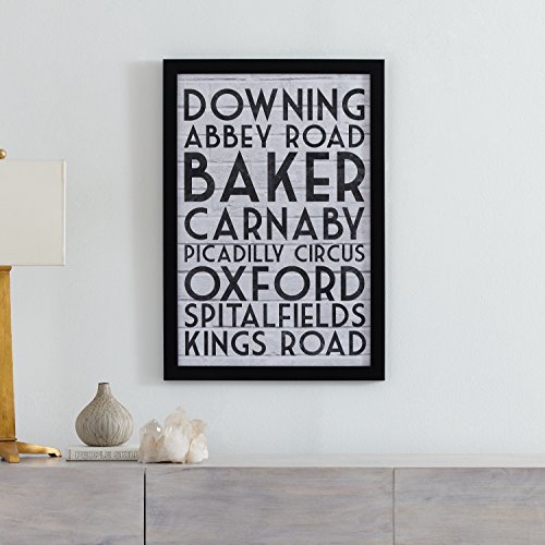 Amazon Brand – Stone & Beam Modern Black & White London Street London Street Names Print Wall Art, Black Frame, 18" x 26"